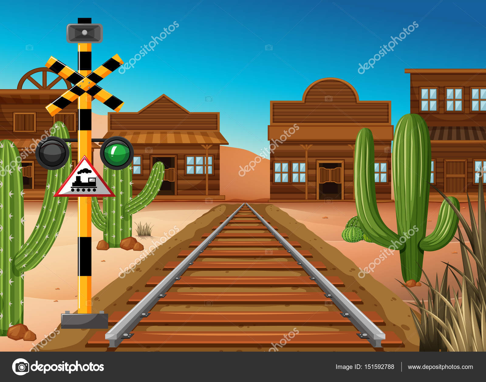 Train track through western town Stock Vector Image by ©blueringmedia ...