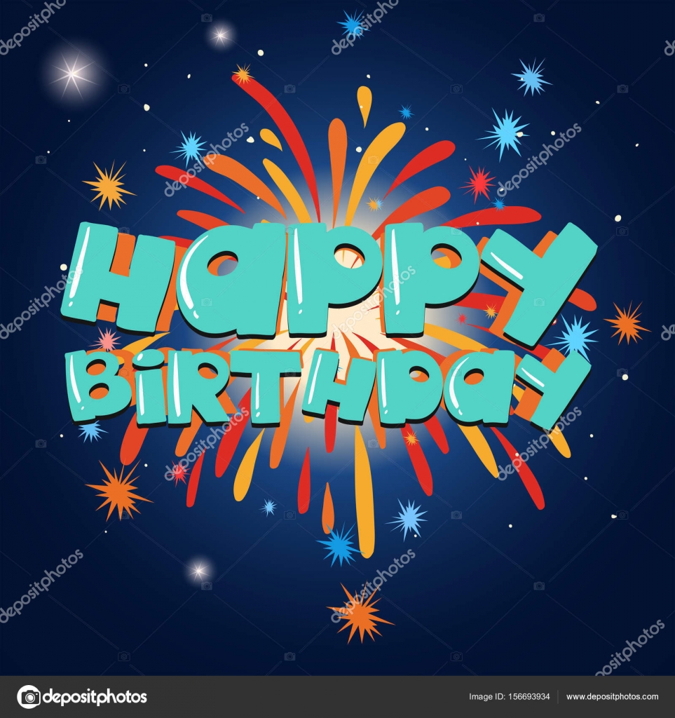 Happy birthday card template with firework in background Stock Vector ...