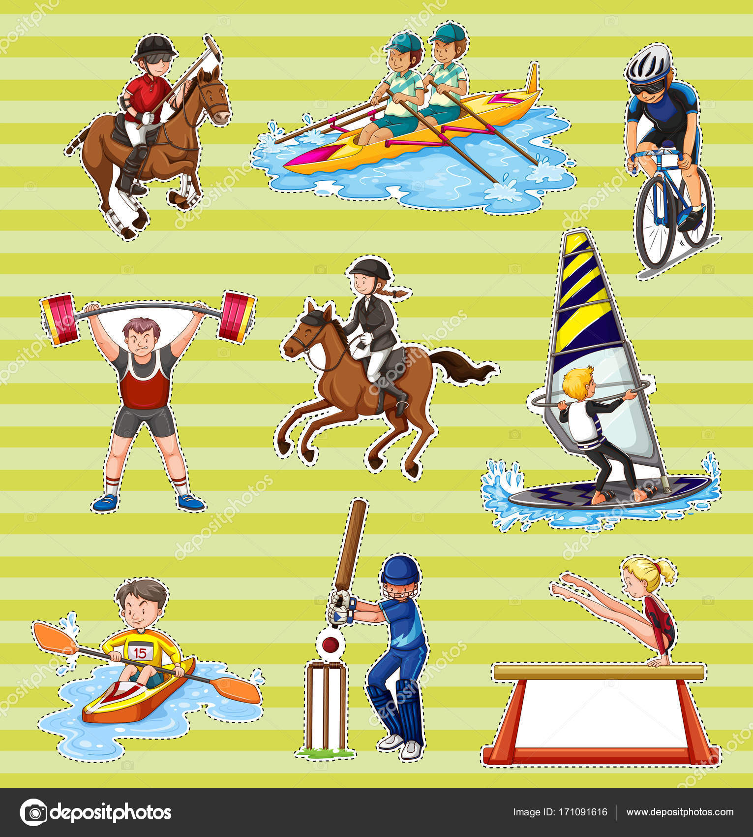 Sticker set with people playing different sports Stock Vector Image by ...