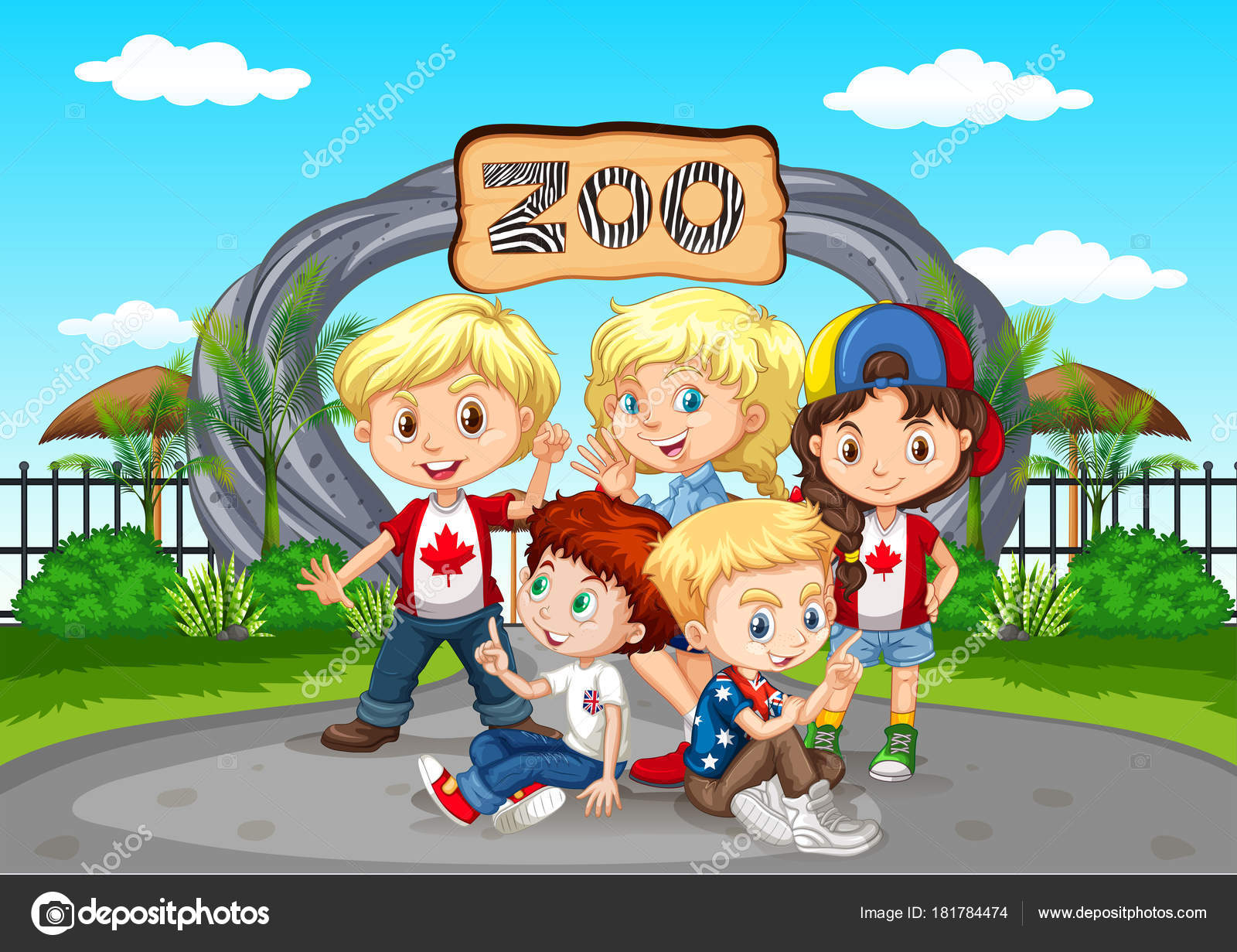 Children At The Zoo Clipart