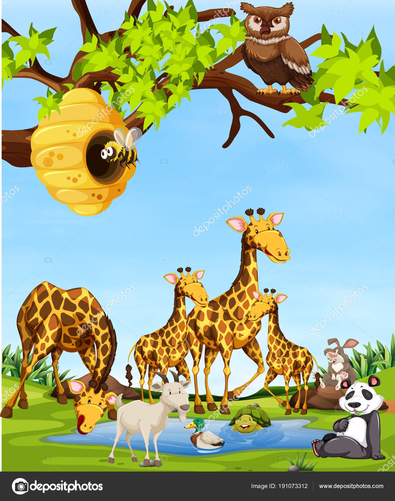 Wildlife animals scene Stock Vector by ©blueringmedia 191073312