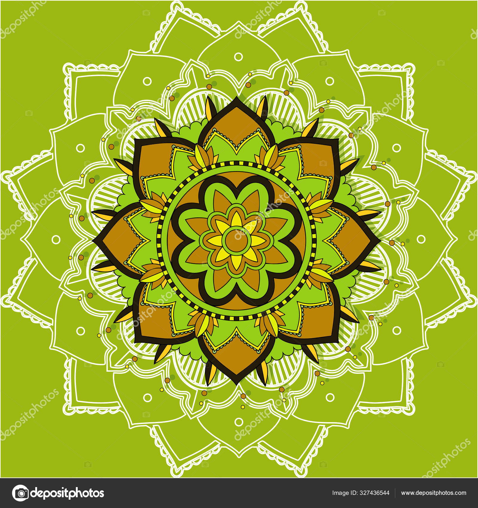 Mandala patterns on green background Stock Illustration by ...