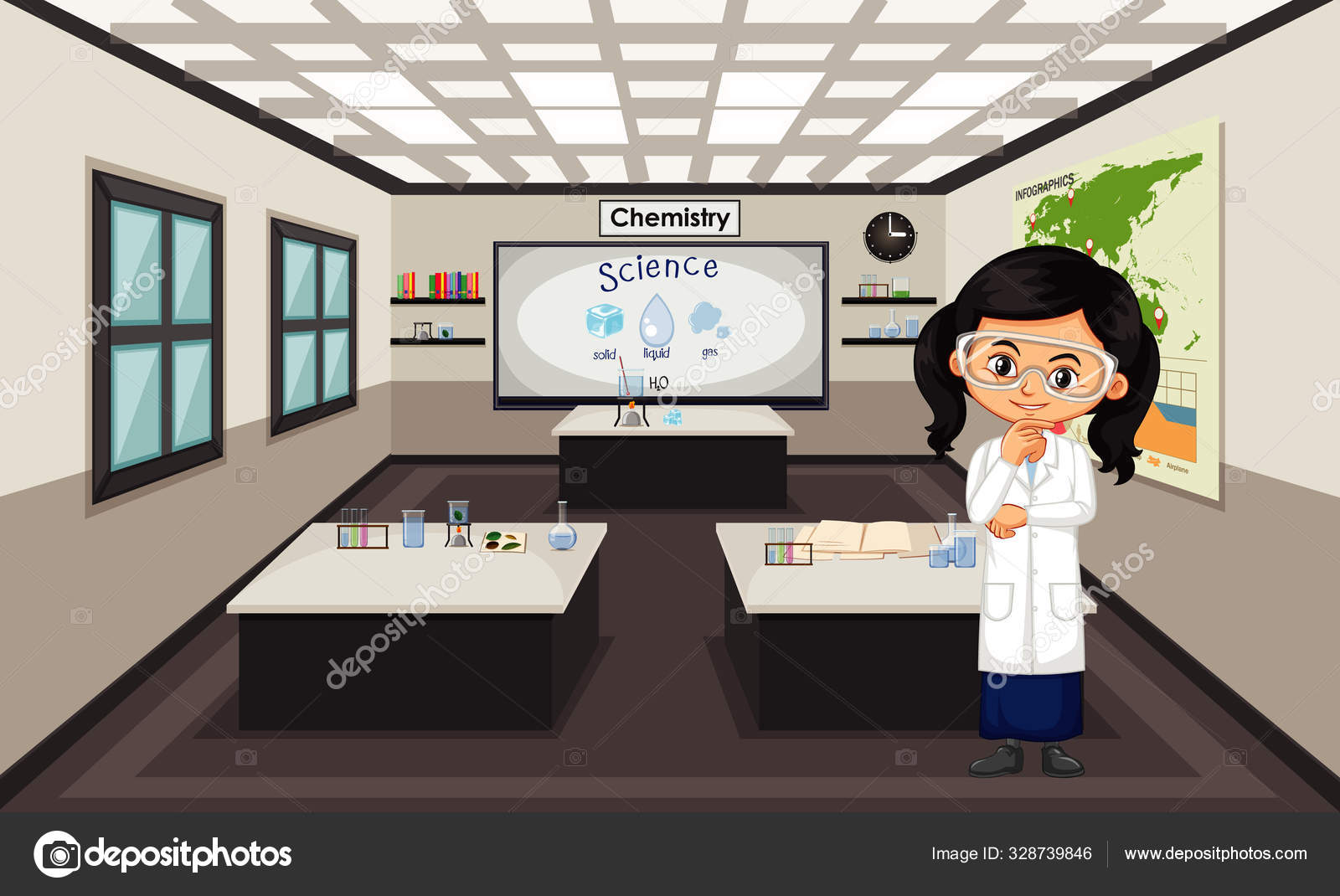 Scientist standing in the science classroom Stock Vector Image by ...