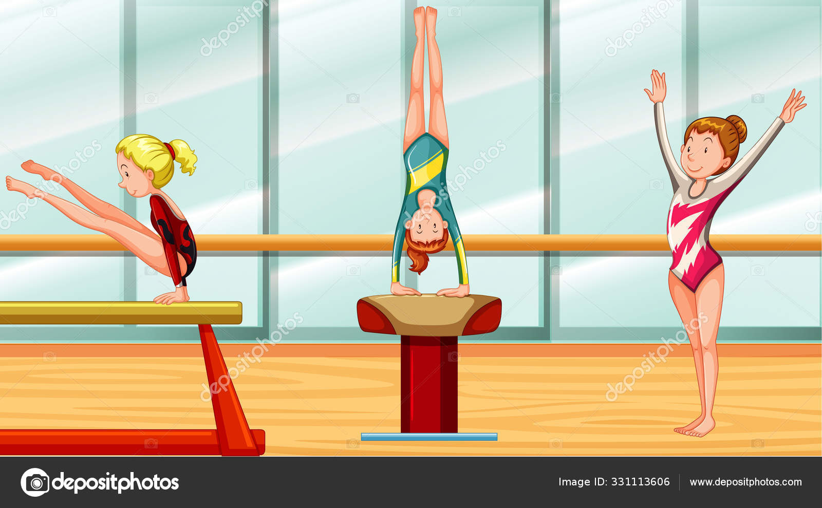 Torna sportolók gyakorolnak a tornateremben Stock Vektor ...