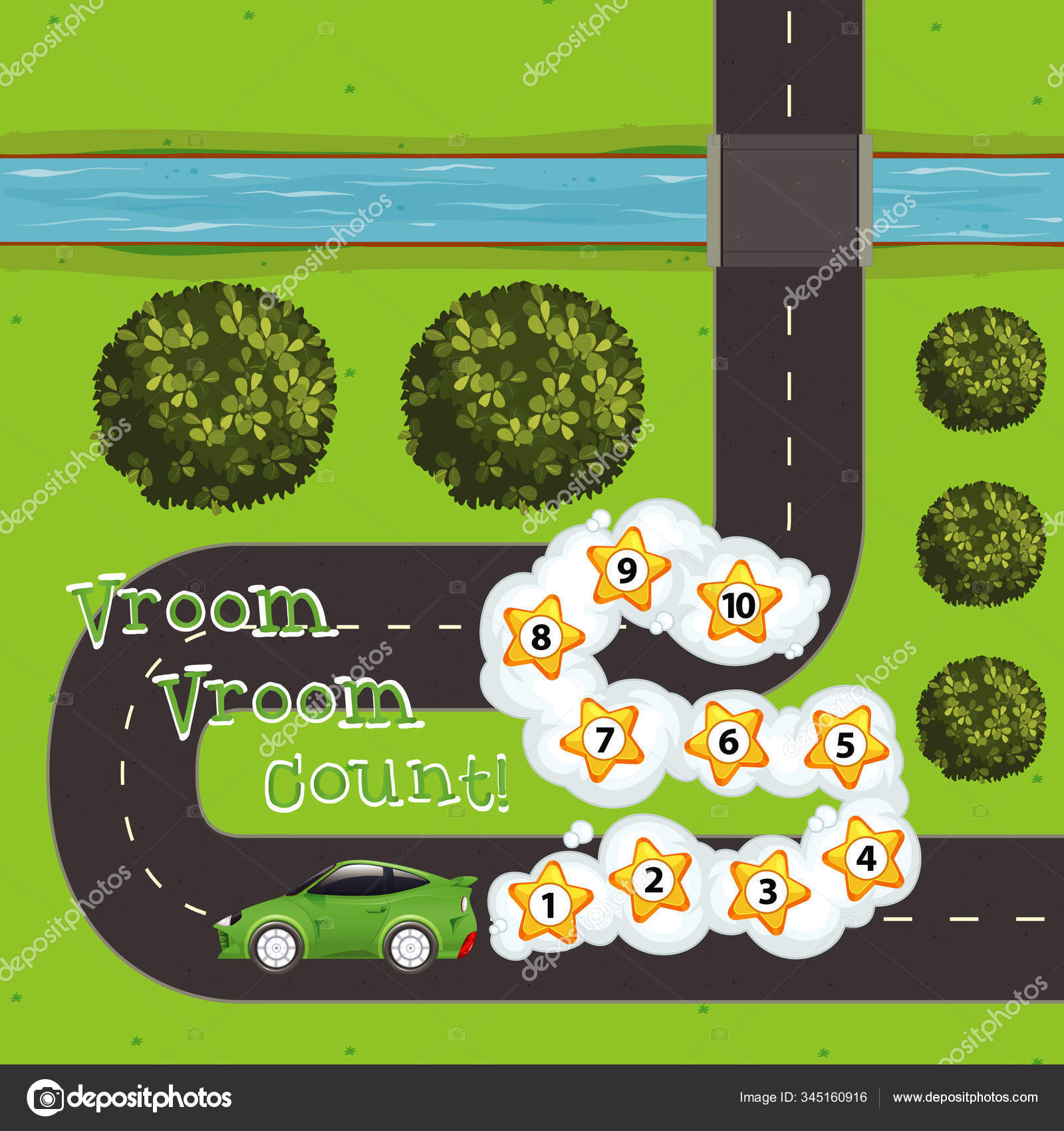 Game template with car and numbers on the road Stock Vector Image by ...