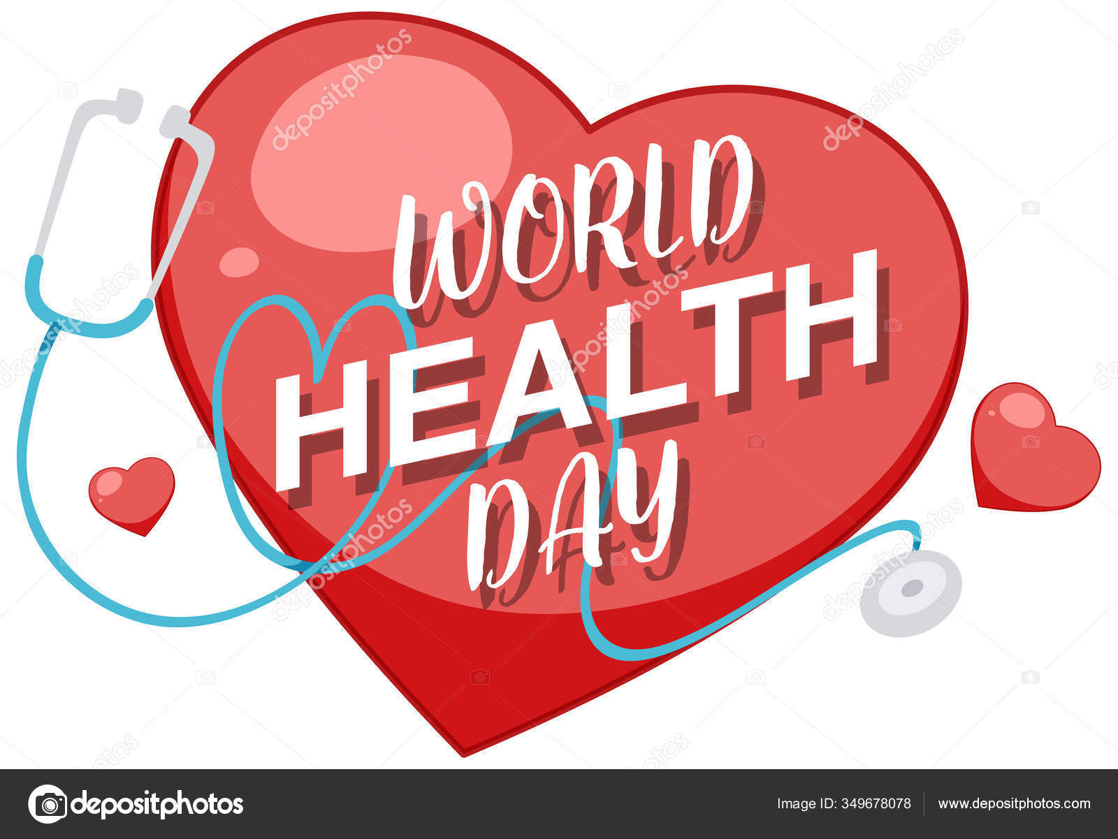 Sticker Design Heart Stethoscope World Health Day Illustration Stock ...