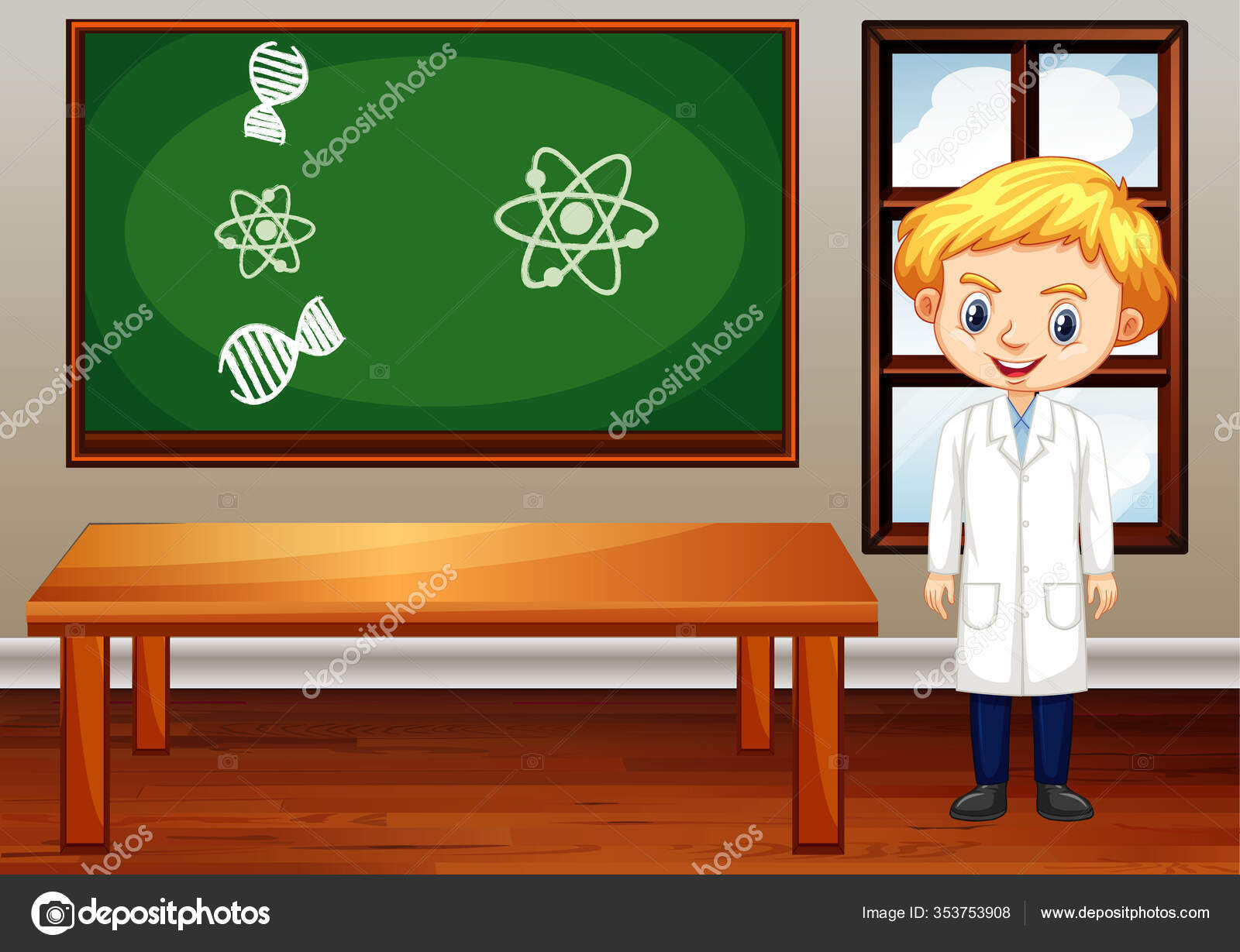 Classroom Scene Science Teacher Illustration Stock Vector Image by ...