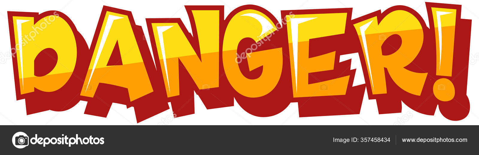 Font Design Word Danger Yellow Color White Background Illustration ...