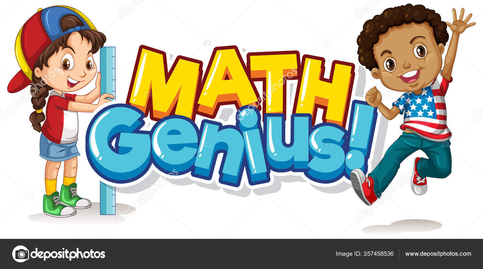 Font Design Word Math Genius Happy Kids Illustration Stock Vector by ...