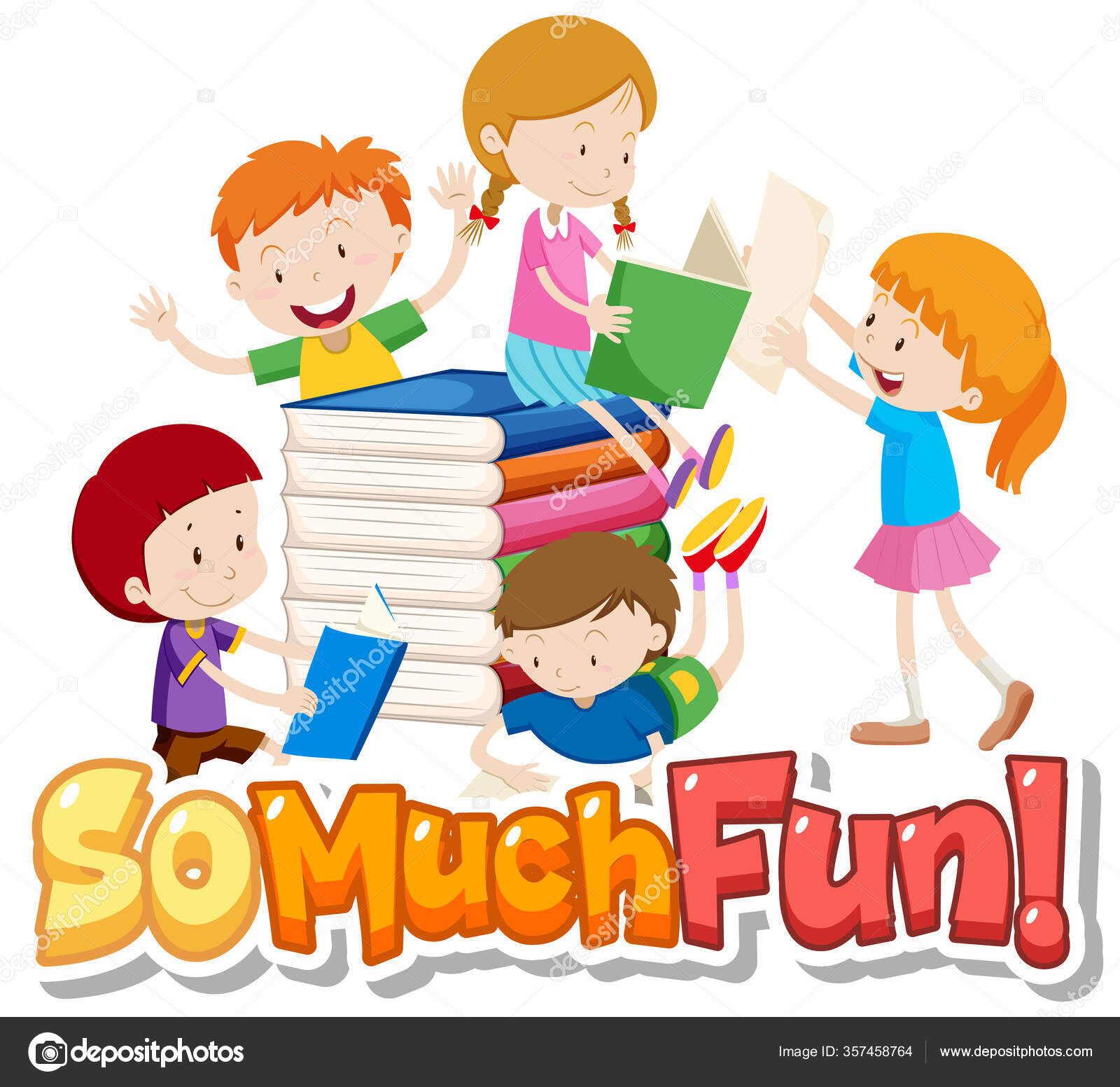 Font Design Phrase Much Fun Kids Playing Illustration Stock Vector ...