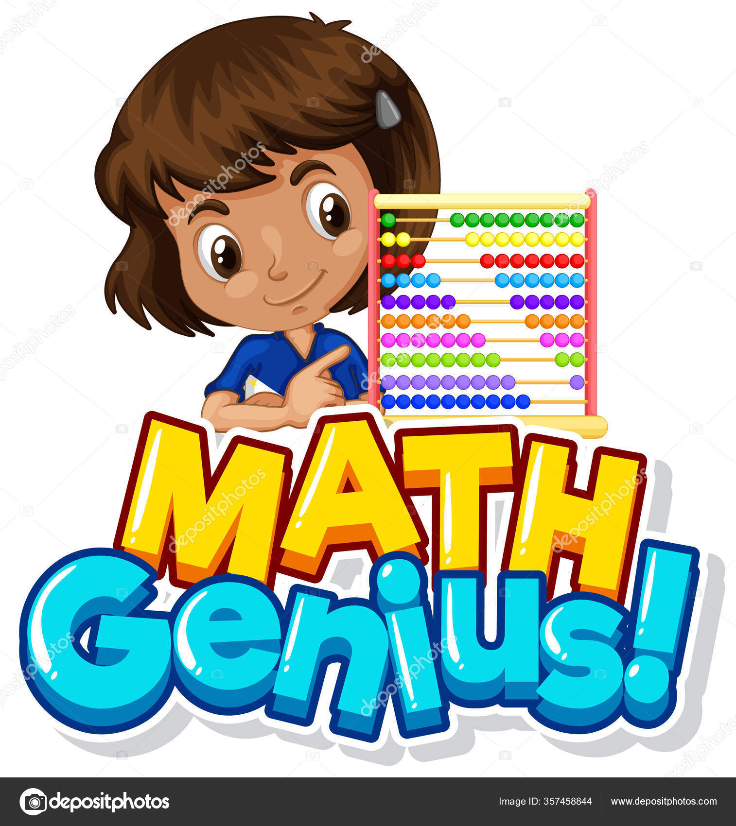 Font Design Math Genius Girl Counting Beads Illustration Stock Vector ...