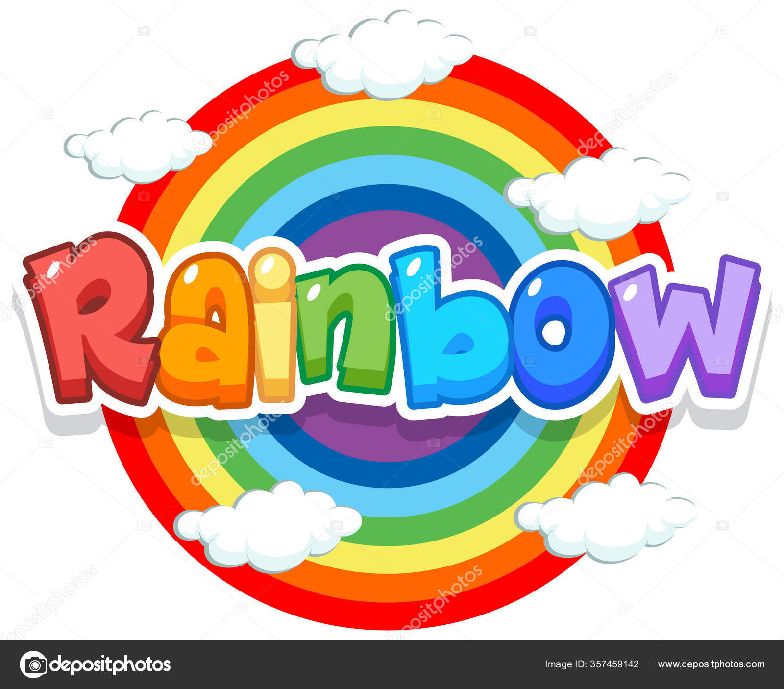 Font Design Word Rainbow Rainbow Sky Background Illustration Stock ...