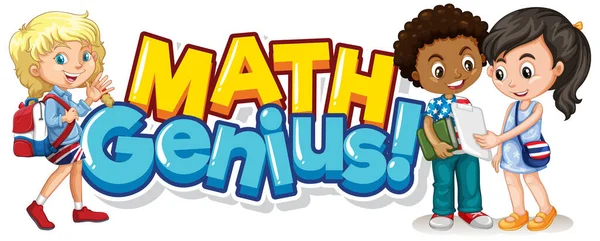Font Design Word Math Genius Cute Girl Illustration Stock Vector Image ...