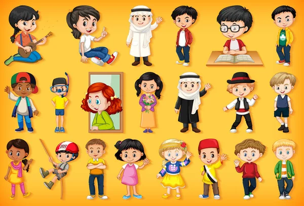 Large Set Children Doing Different Activities Illustration Stock Vector by ©blueringmedia 359186186