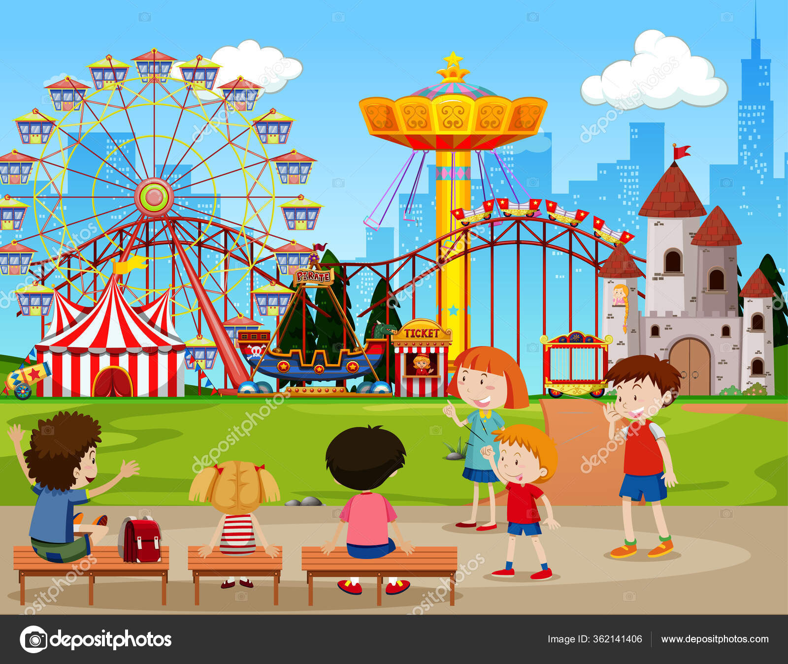 Cartoon Amusement Park Rides Clip Art
