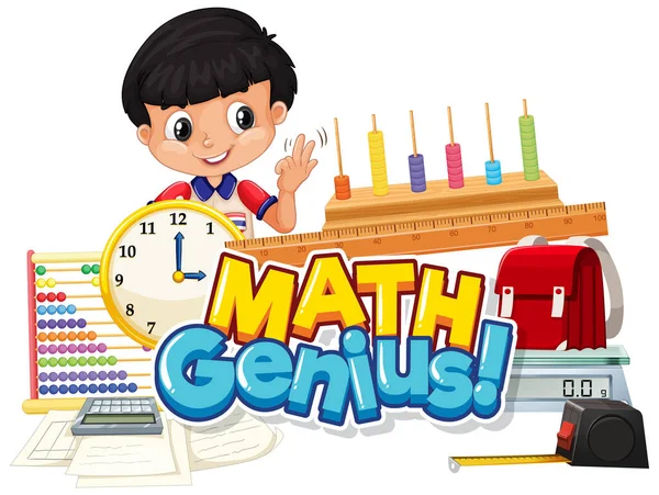 Font Design Math Genius Girl Counting Beads Illustration Stock Vector ...