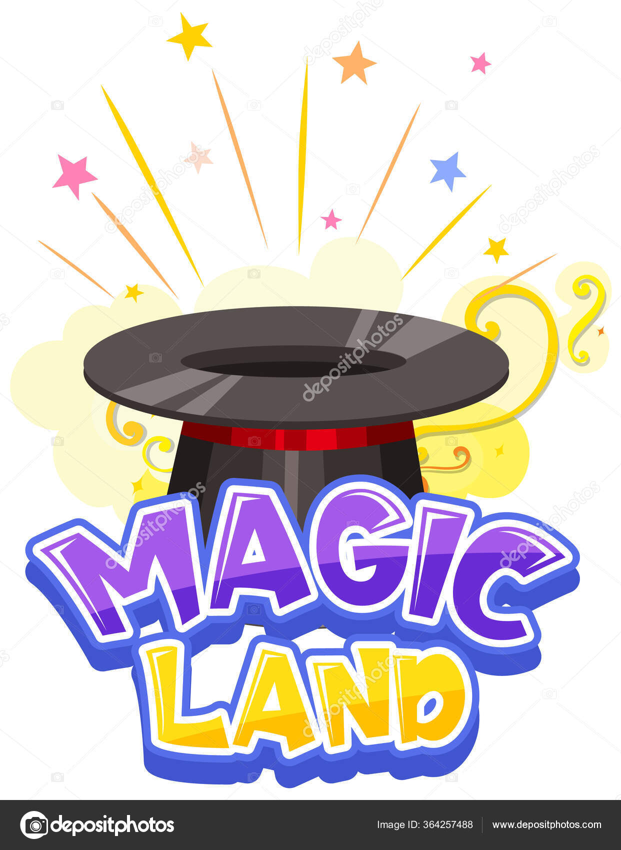 Font Design Word Magic Land Magic Hat Illustration Stock Vector Image ...