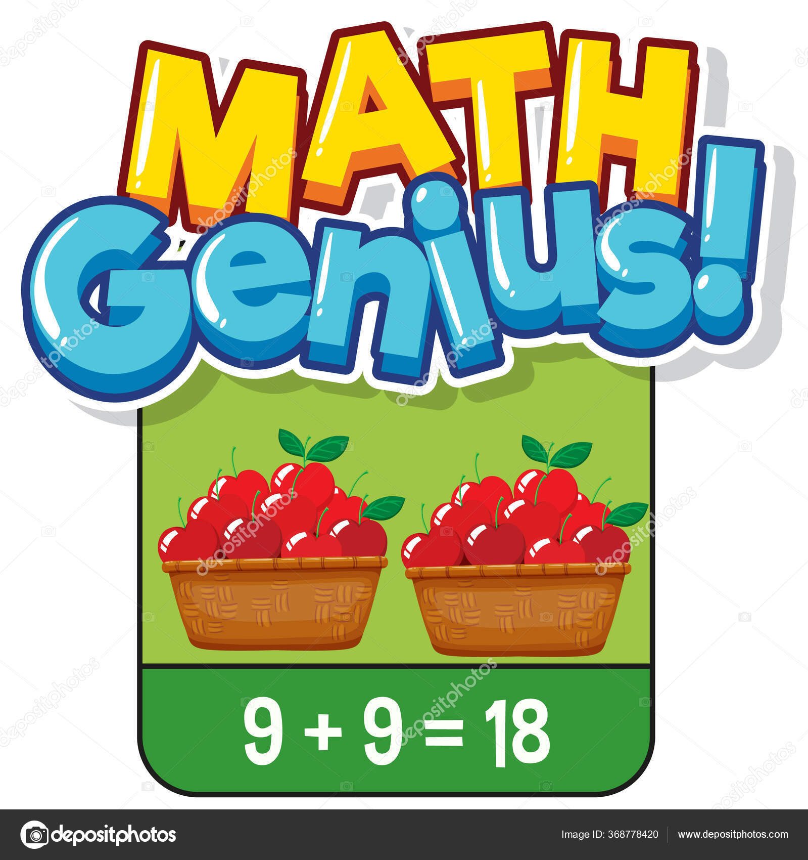 Math Flashcard Design Adding Numbers Illustration Stock Vector by ...