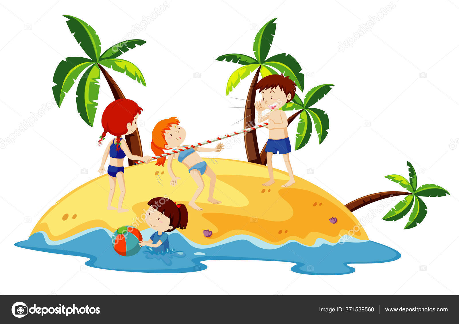 Ocean Scene People Having Fun Beach Illustration Stock Vector Image by ...