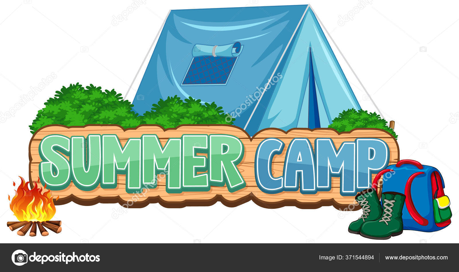 Font Design Word Summer Camp Blue Tent Background Illustration Stock ... Font Design Word Summer Camp Blue Tent Background Illustration Stock ...