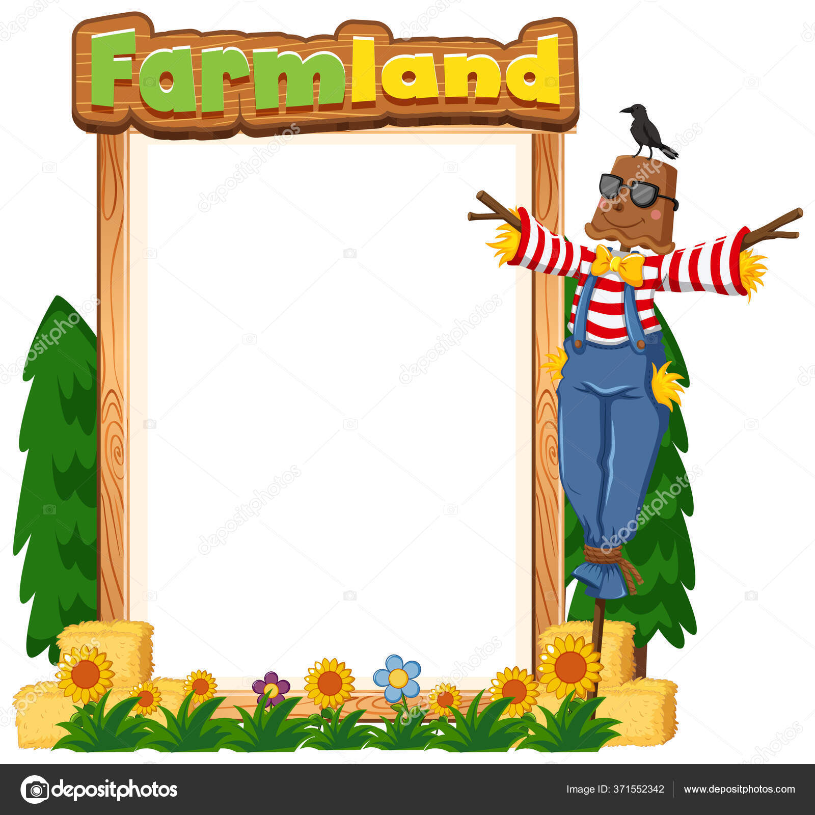 Border Template Design Scarecrow Flowers Illustration Stock Vector by ...