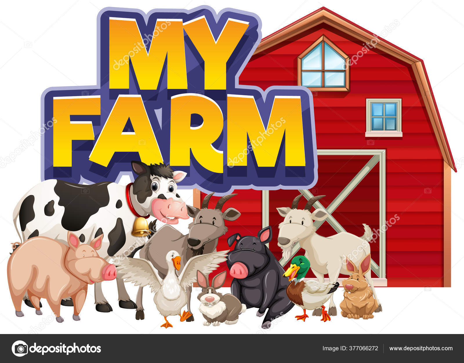 Font Design Word Farm Many Farm Animals Illustration Stock Vector by ...