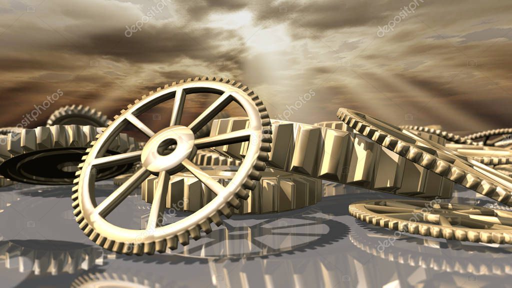 Vintage steampunk clockwork wheels — Stock Photo © fredmantel #148424573