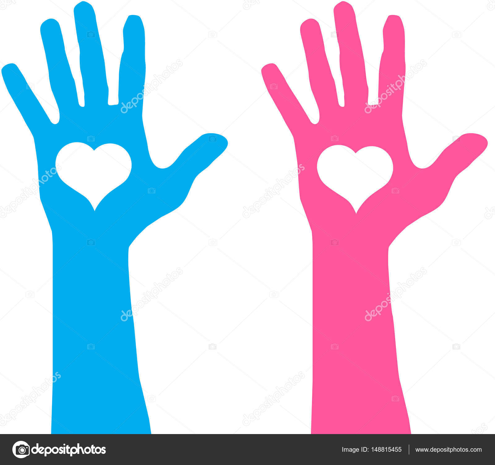 Pink and blue hands with hearts Stock Illustration by ©jamesstar #148815455