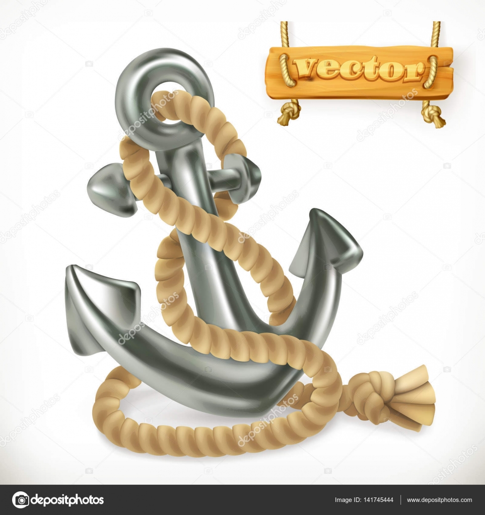 Anchor With Rope Vector