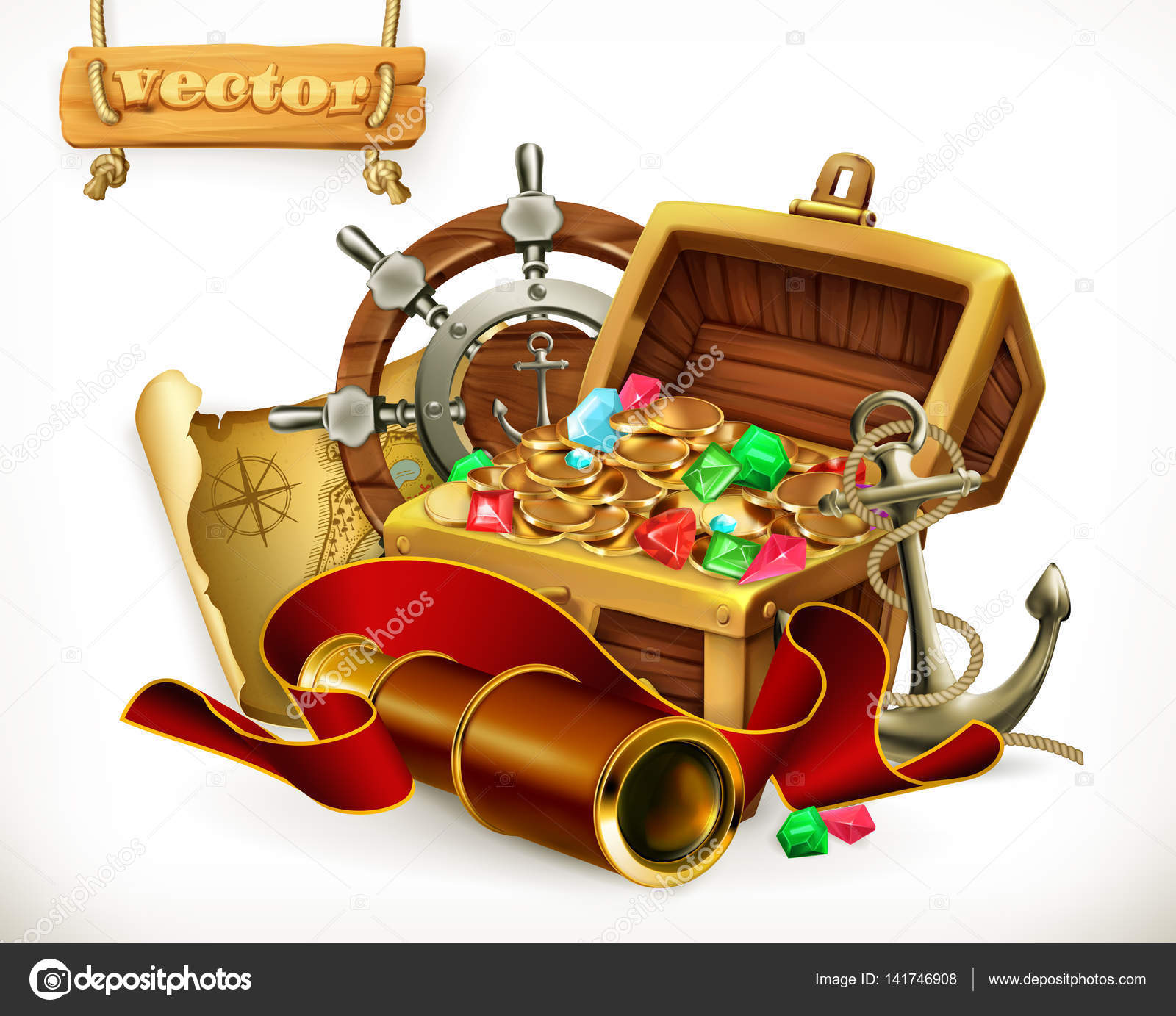 Tesoro pirata. Aventura vector, gráfico vectorial © natis76 imagen ...