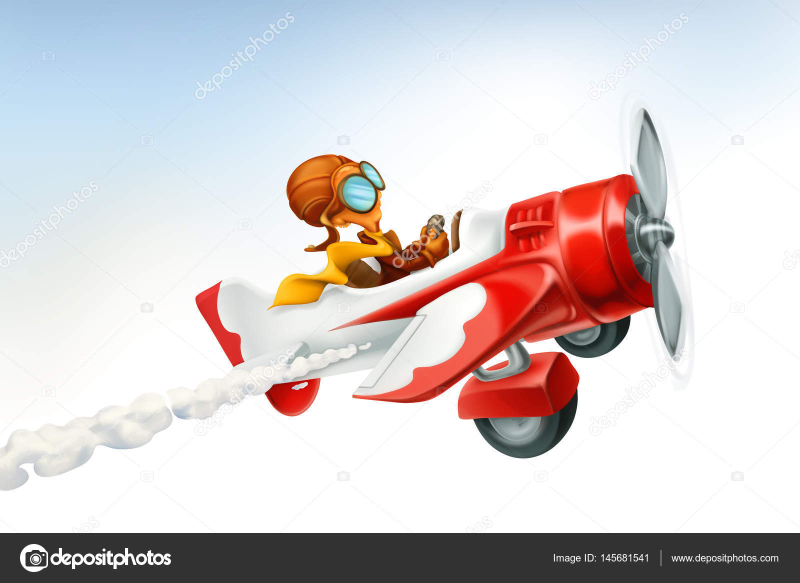 Śmieszny samolot, 3D wektor kreskówki izolowane na białym tle — Grafika ...