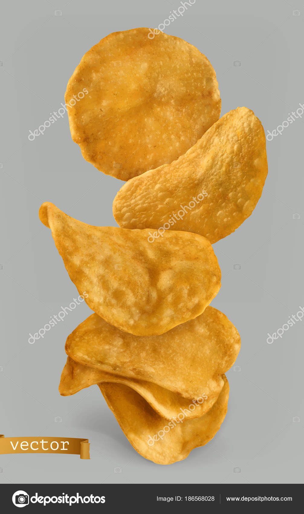 Potato chips, package design. 3d realistic vector Stock Vector Image by ...