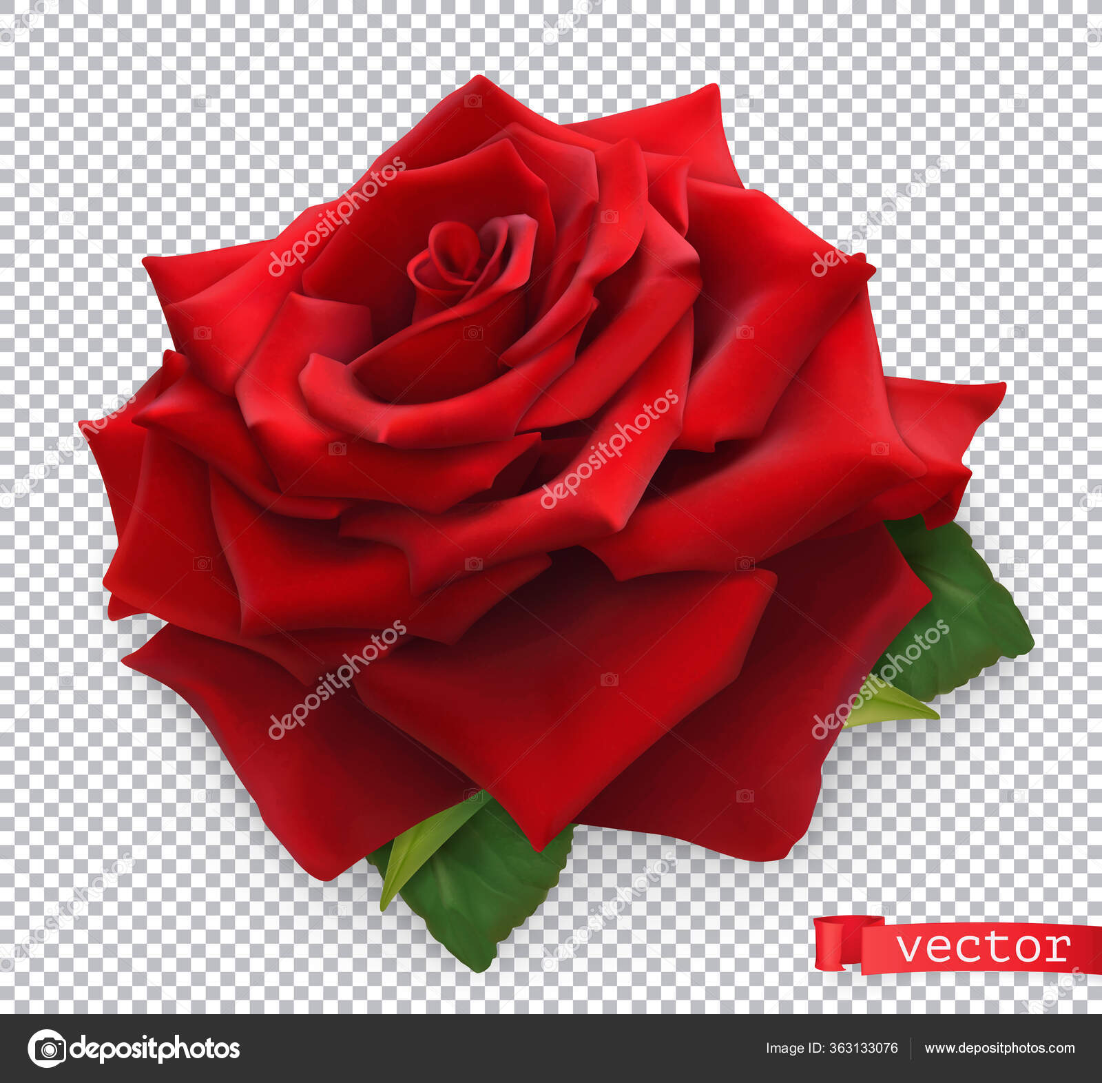 Red Rose Realistic Vector Object Stock Vector Image by ©natis76 #363133076