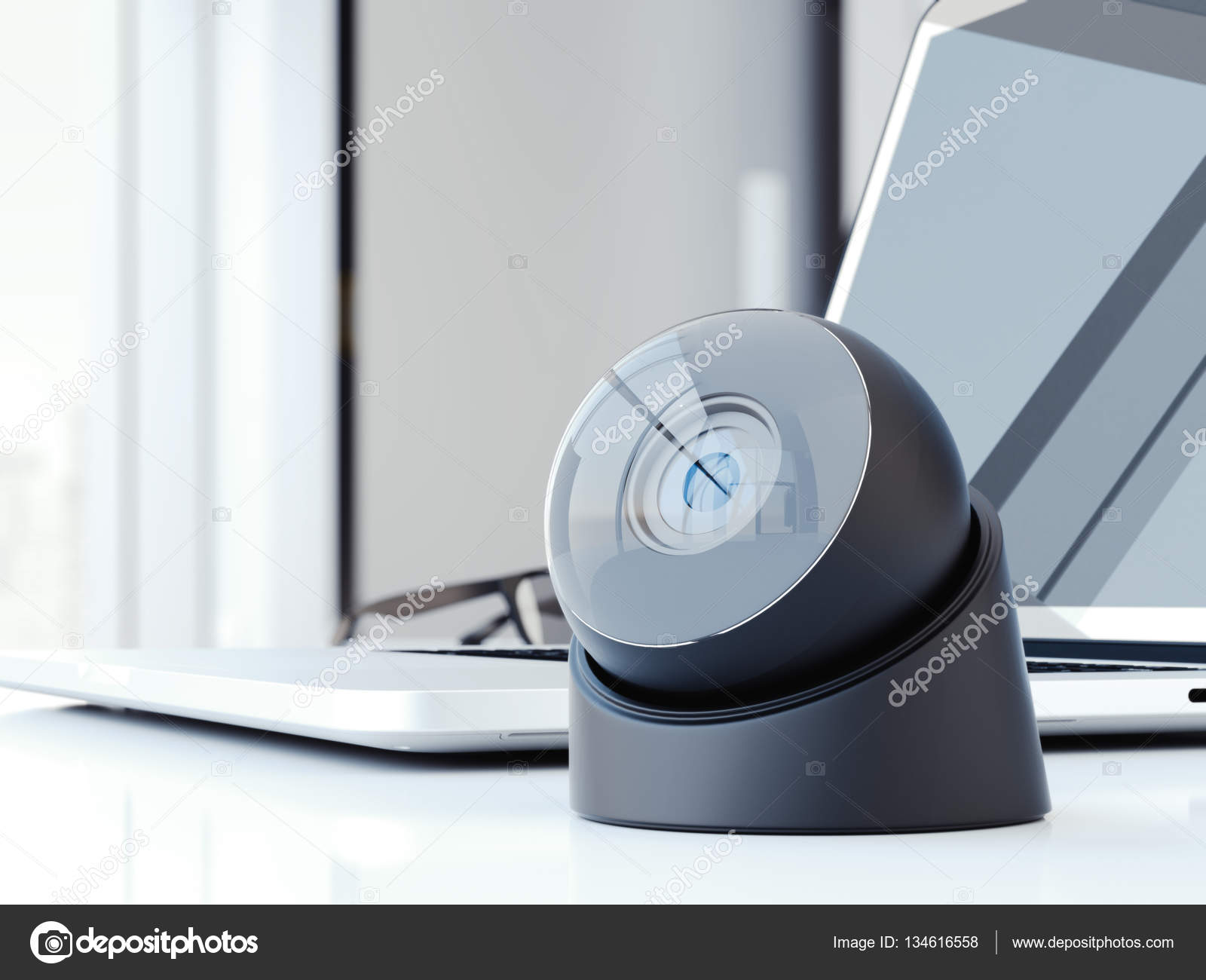 Modern web camera on the office table. 3d rendering Stock Photo by ...