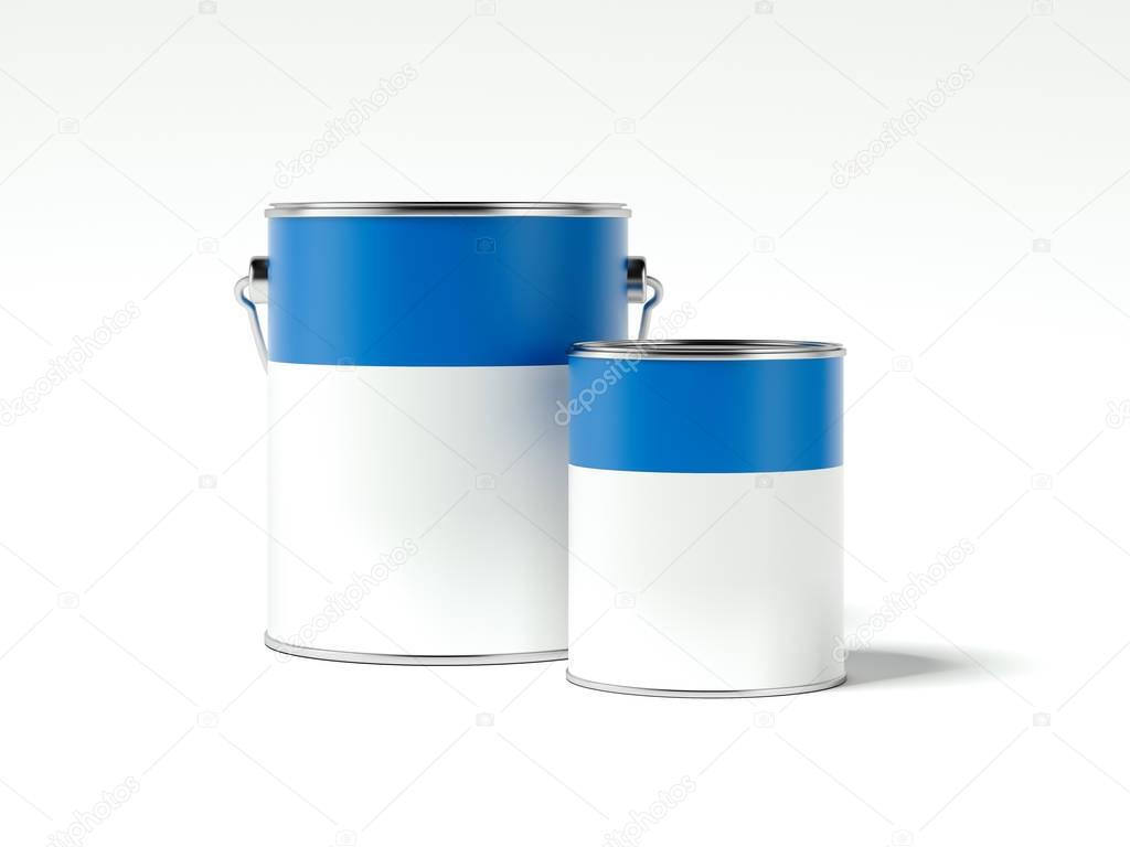 Dos Latas De Pintura Con Etiqueta En Blanco Renderizado 3d 2023