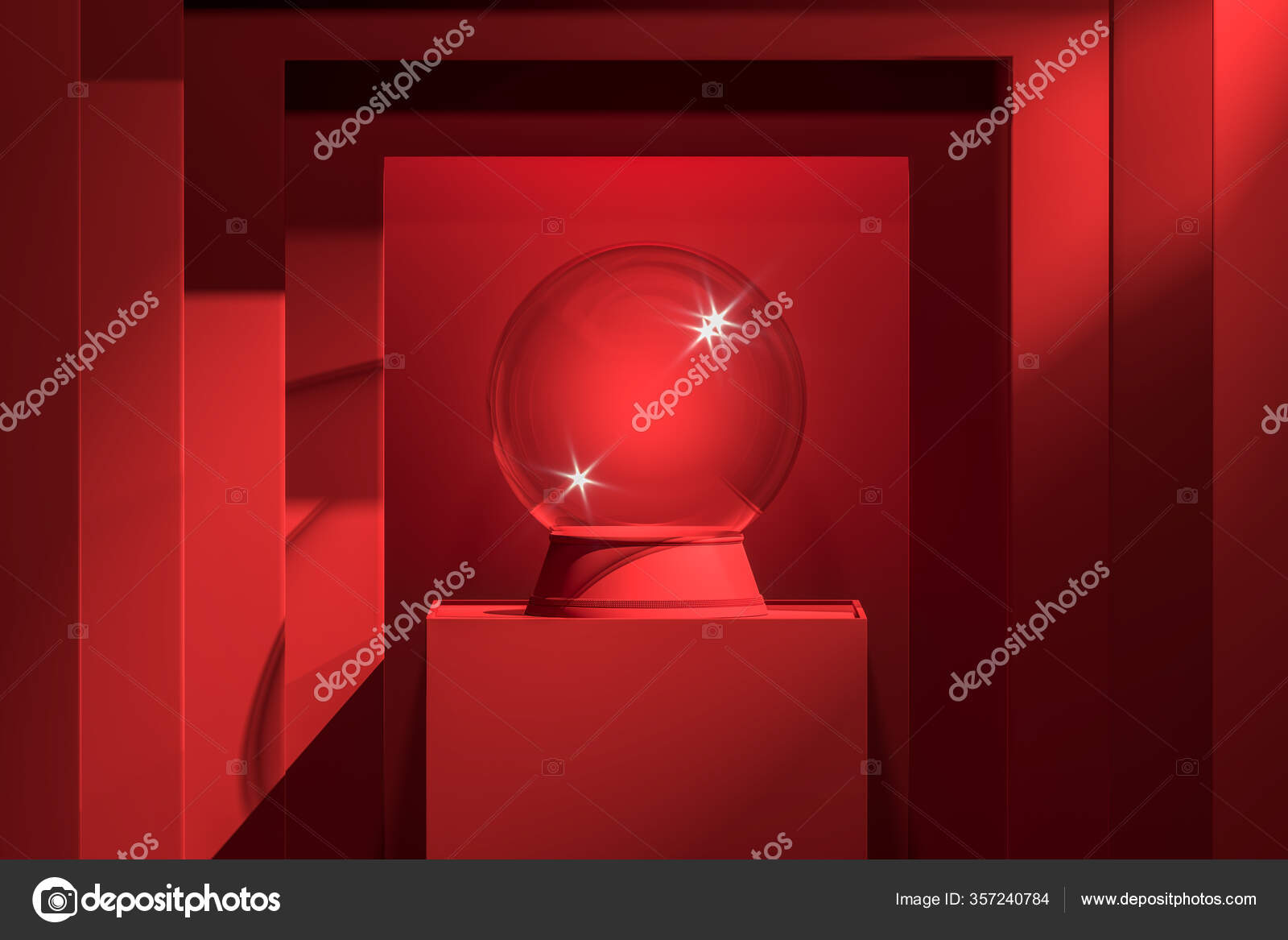 Magic Ball Fortune Teller on Red Geometric Foursquare Abstract ...