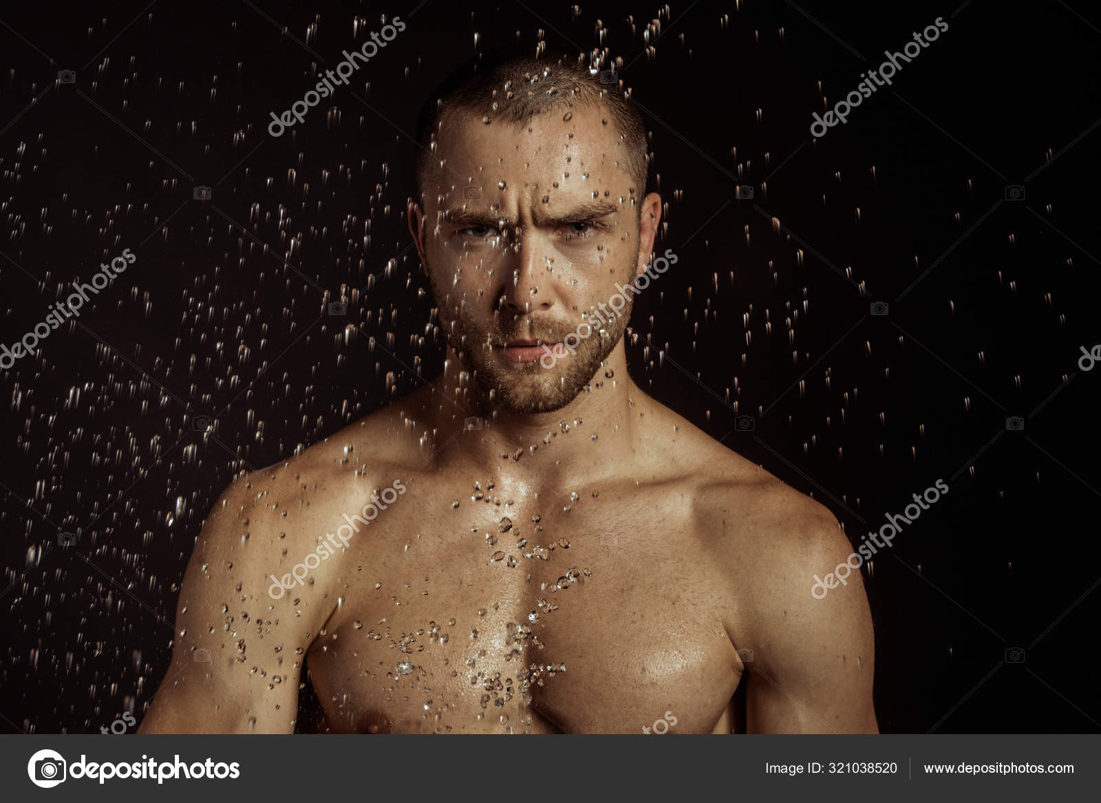 Strong Stripped Muscle Male Model White Underwear Black Isolated Font ...