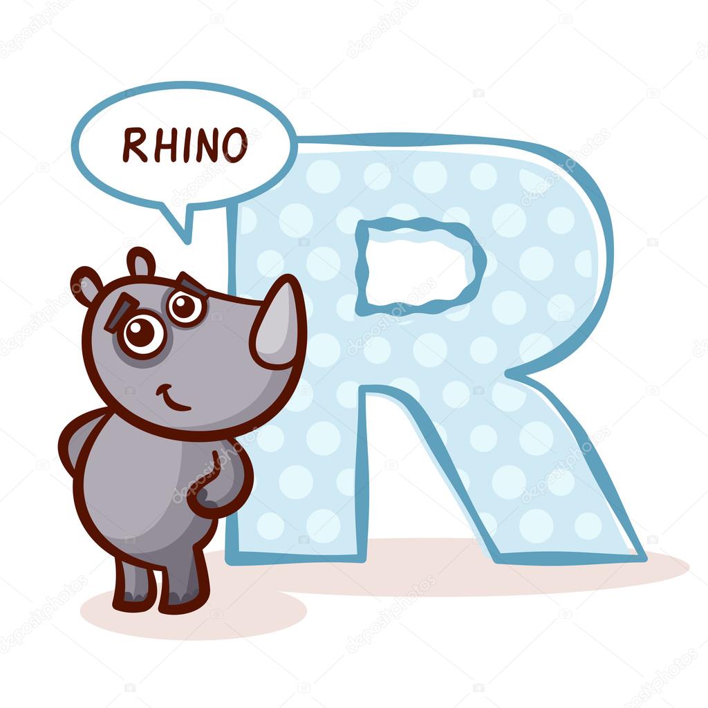 ABC ZOO Letra del alfabeto R Rhino 2024