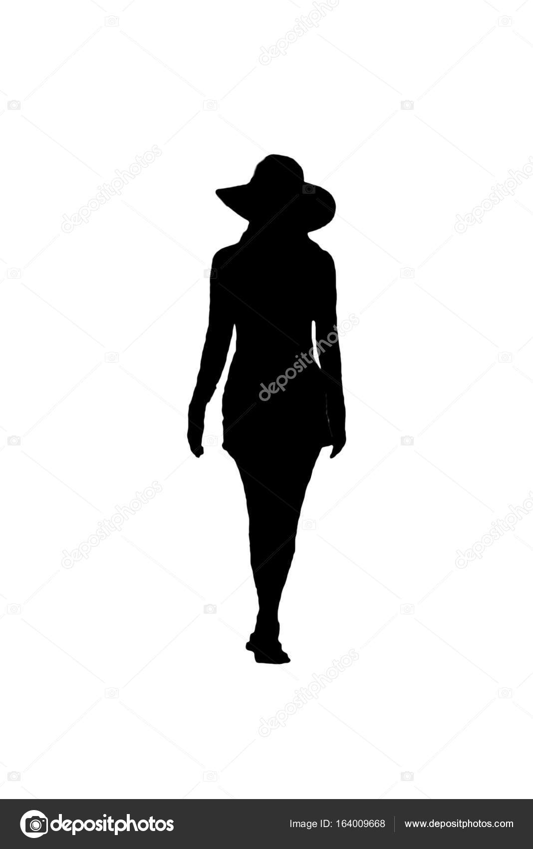 Isolated Silhouette Woman With Hat Back View Stock Photo by ...