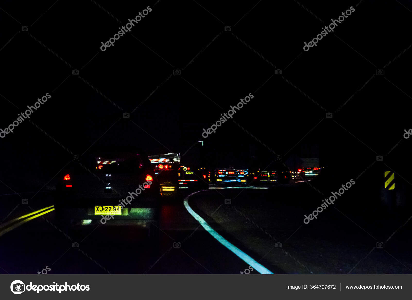 Night Scene Driver Point View Shot Highway Mendoza Province Argentina ...