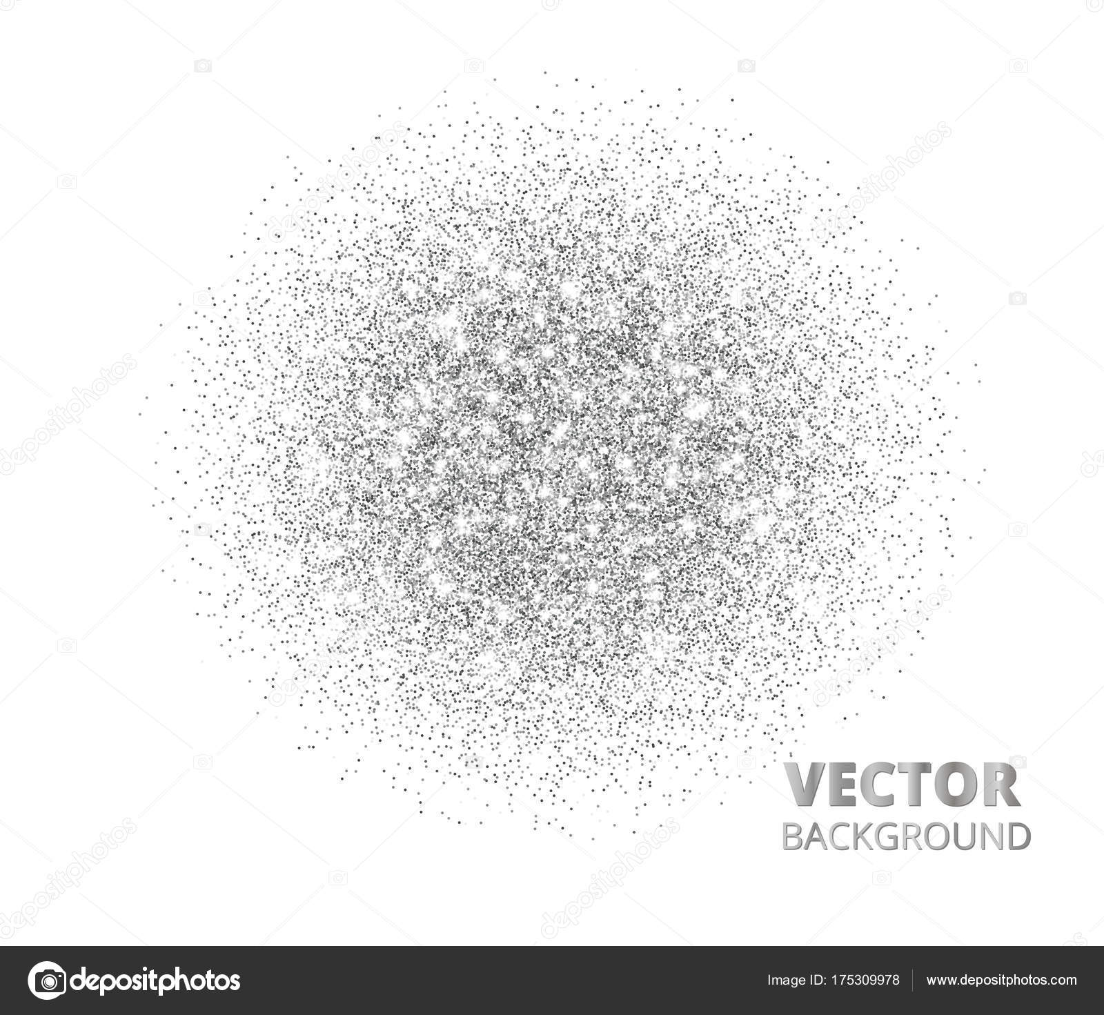 Festive silver sparkle background, glitter circle. Vector dust ...