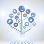 Technology background with lines,circles and icons. — Stock Vector © r ...