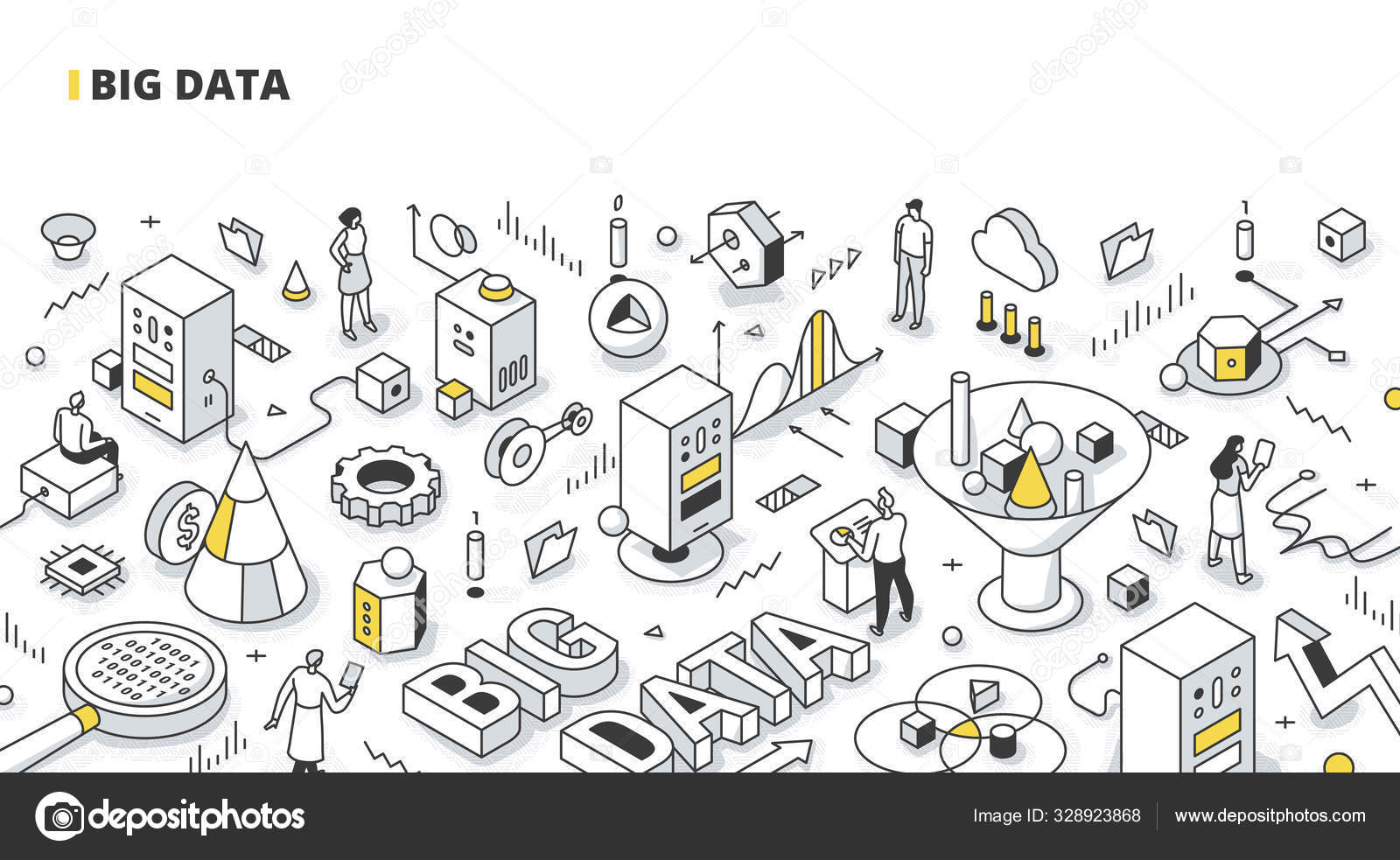 Big Data Isometric Outline Illustration Stock Vector Image by ©koctia #328923868