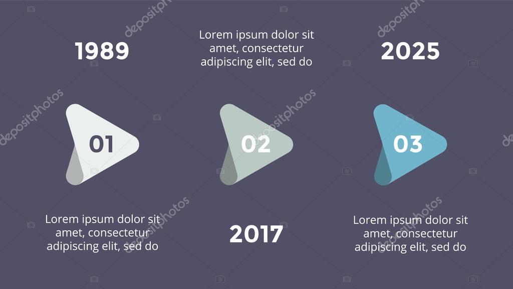 Vector metaball triángulos línea de tiempo infografía, diagrama gráfico ...