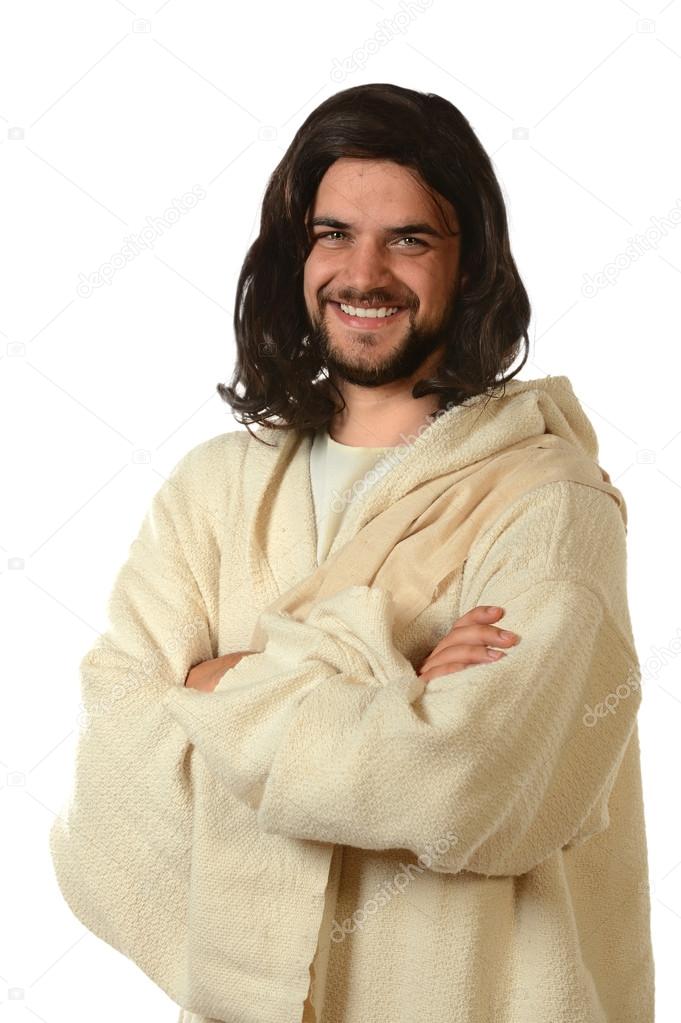 Jesus smiling with teeth | Jesus Smiling With Arms Crossed — Stock ...