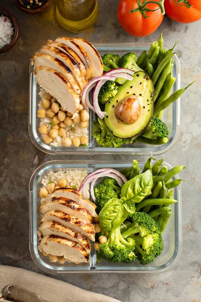 Grilled chicken meal prep containers - Stock Image - Everypixel