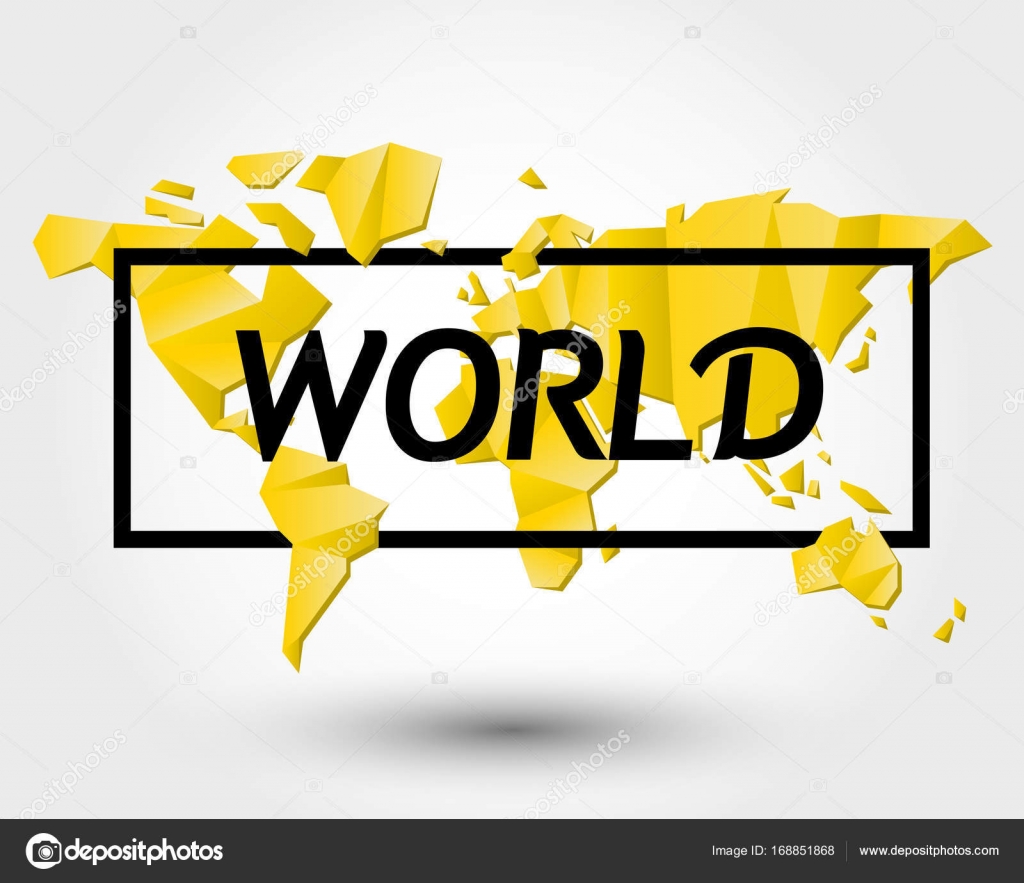 Yellow world map with rectangle Stock Vector Image by ©mdesignstudio ...