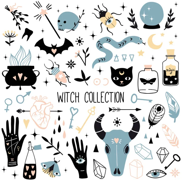 Vector witch magic design elements set — Stock Vector © lenanikolaeva ...