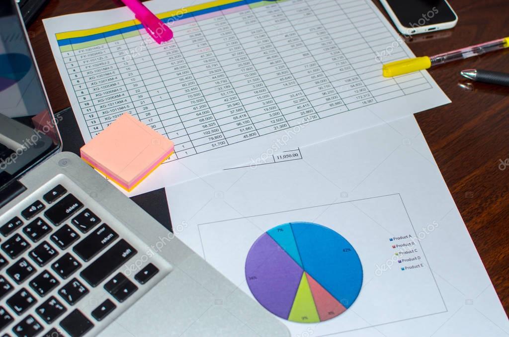 gráfico de datos comerciales de documentos financieros 2022