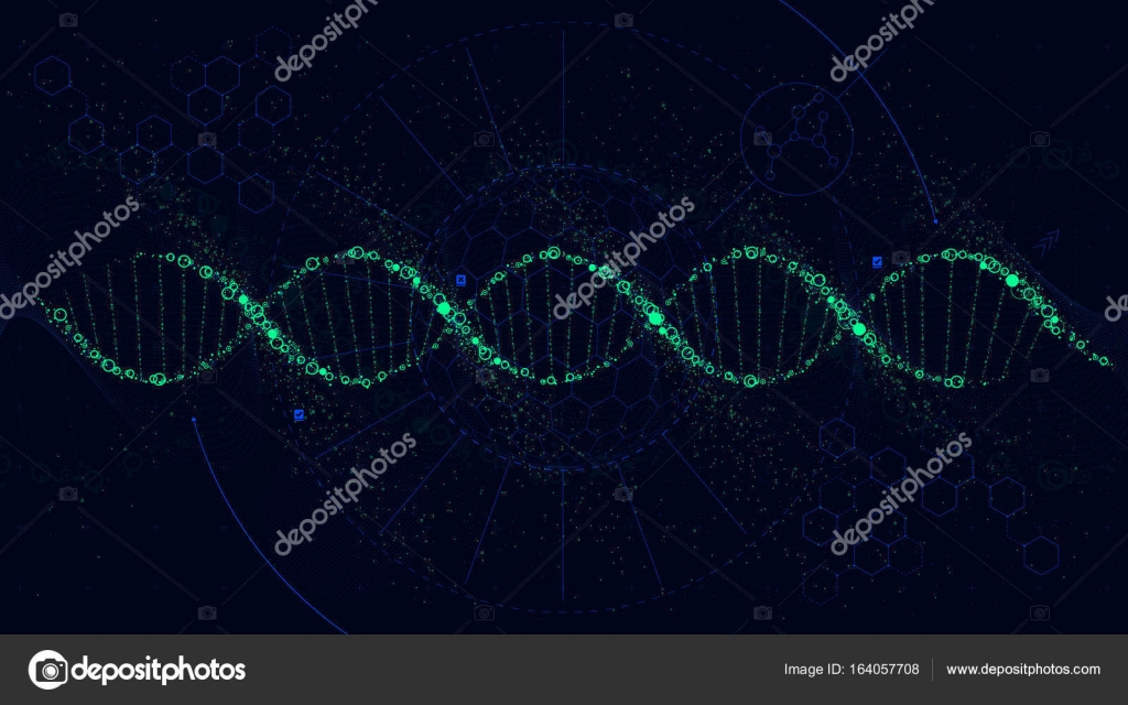 Futuristic illustration of the structure of DNA, Sci-Fi interface ...